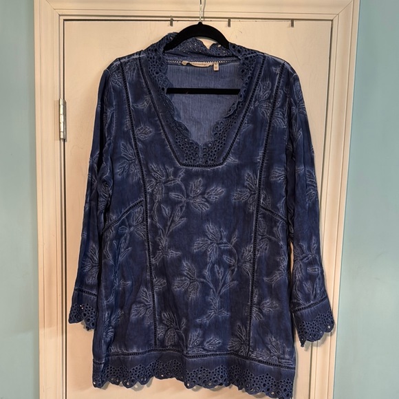 Soft Surroundings | Tops | Soft Surroundings Blue Embellished Tunic ...